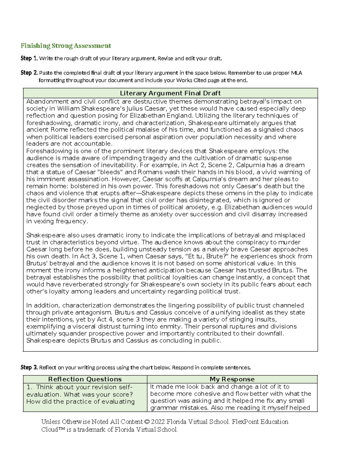 Literary Argument Final Draft: Analyzing Themes in Julius Caesar (ENG ...