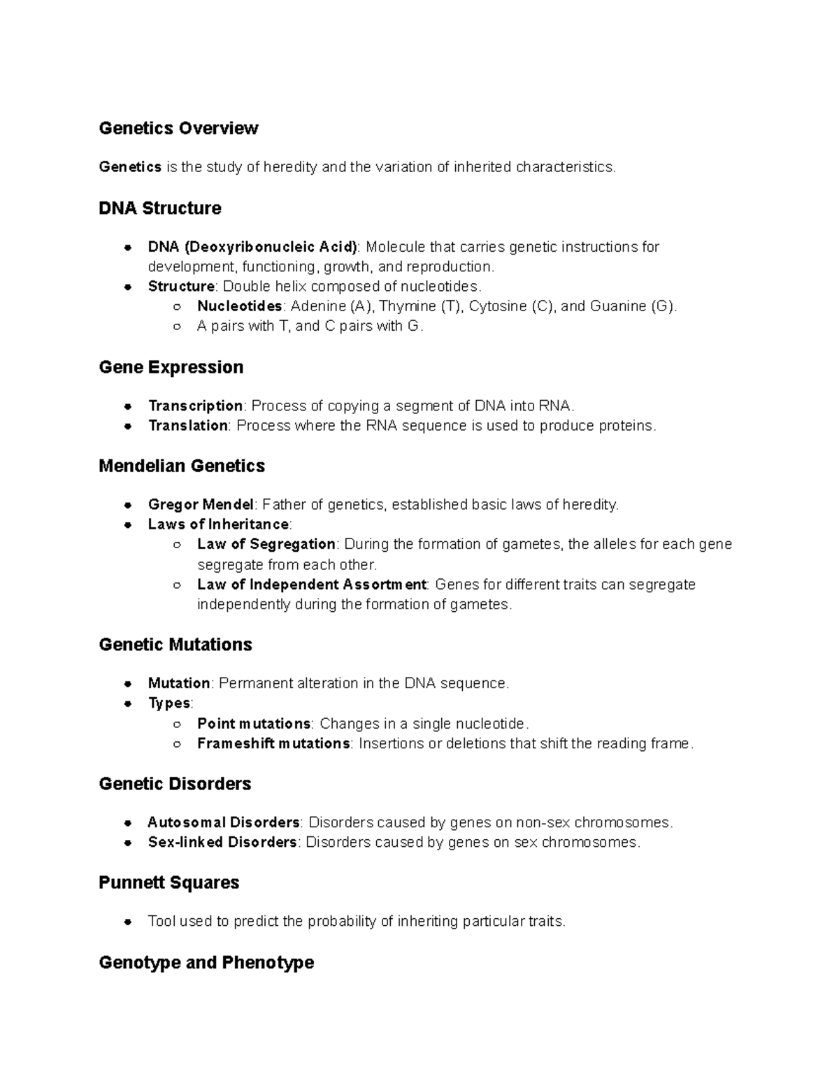 Genetics BIO2C03 Lecture Notes: Key Concepts and Overview - Studocu