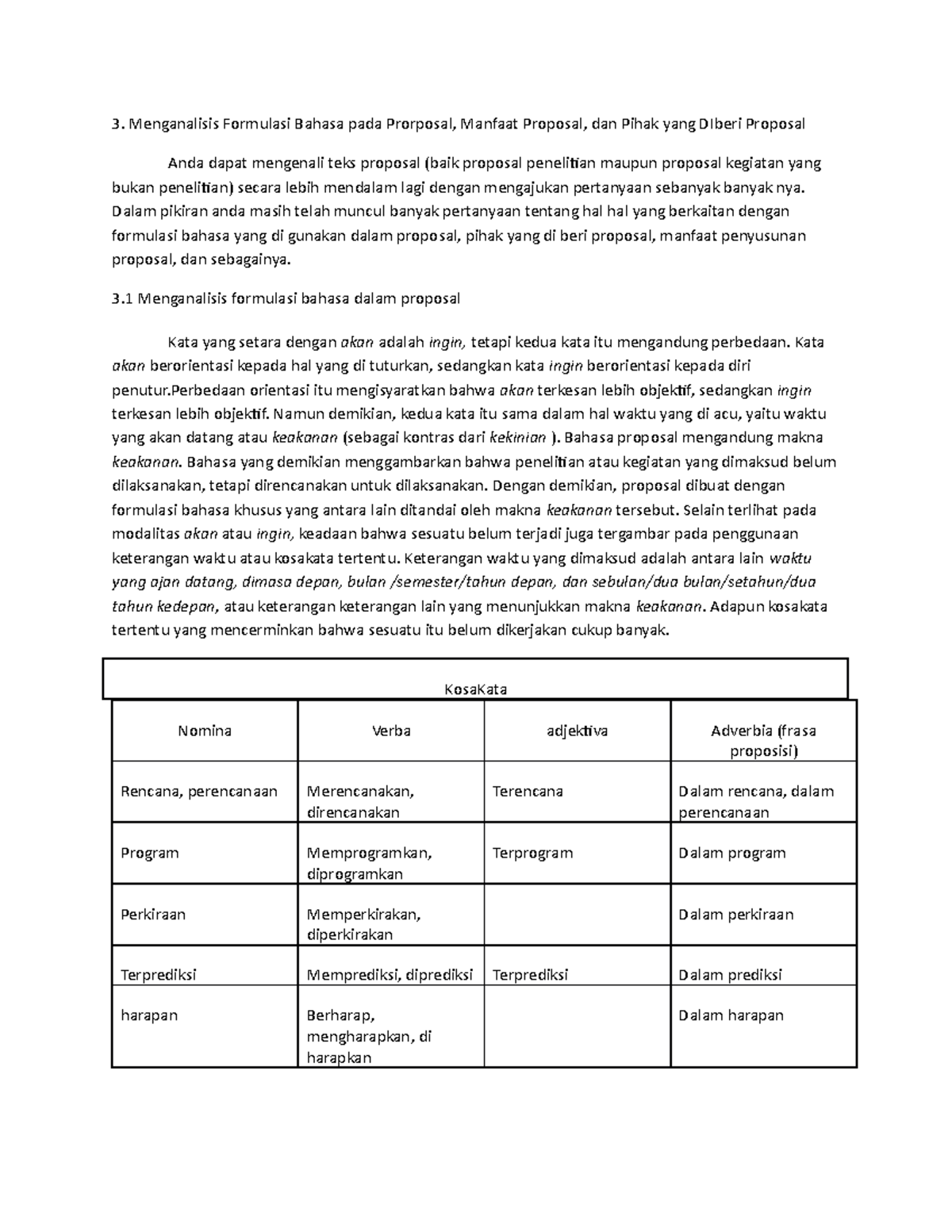 B.INDO BAB 3 - Analisis Formulasi dan Manfaat Proposal - Studocu