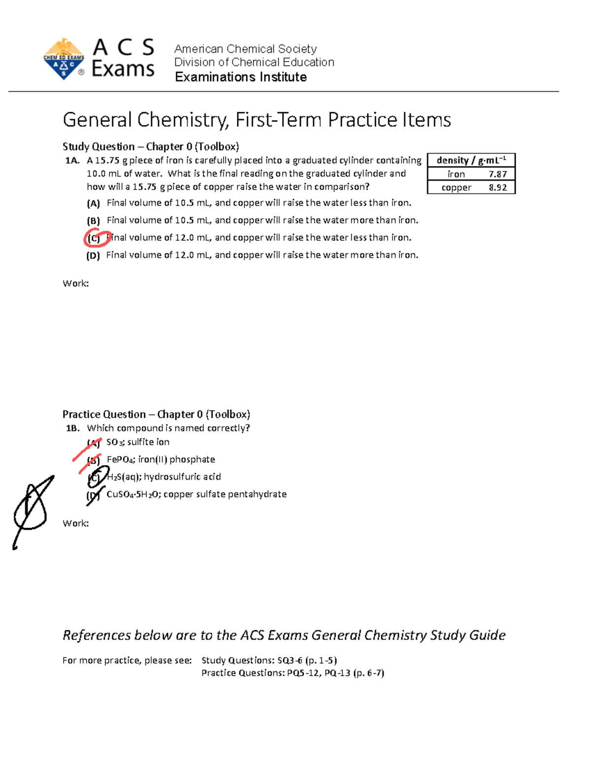 ACS+Exams+GCF+Classroom+Practice+student+handout - American Chemical ...