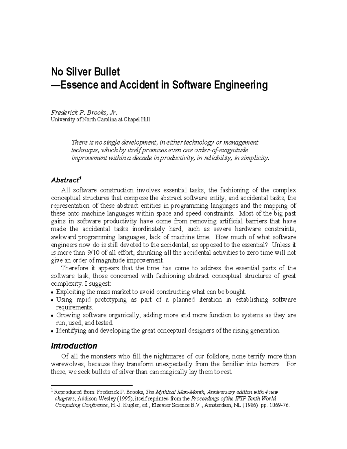 No Silver Bullet: Essential vs. Accidental Tasks in Software ...