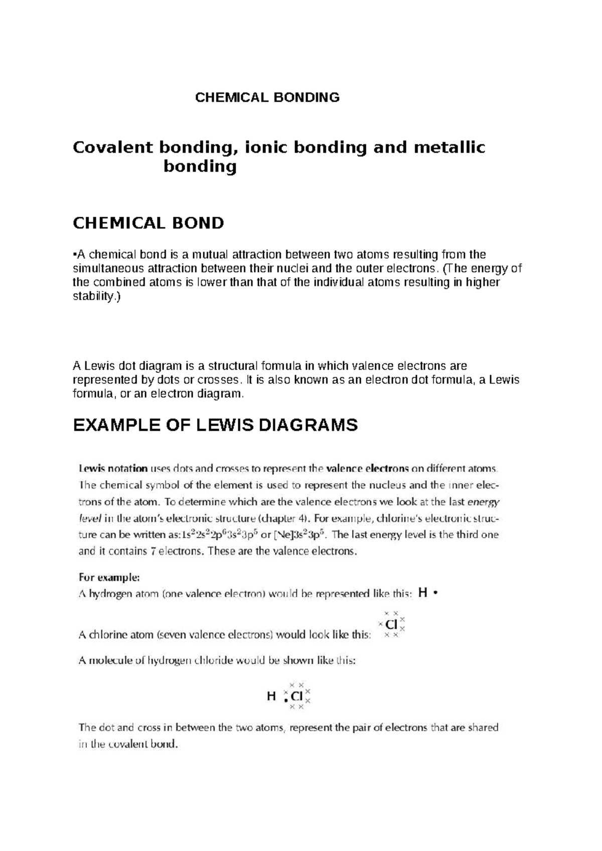 Lesson 10: Chemical Bonding - Covalent, Ionic, and Metallic Bonds - Studocu