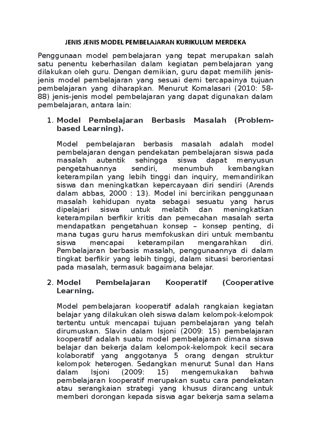 Jenis-jenis Model Pembelajaran dalam Kurikulum Merdeka dan Aplikasinya ...