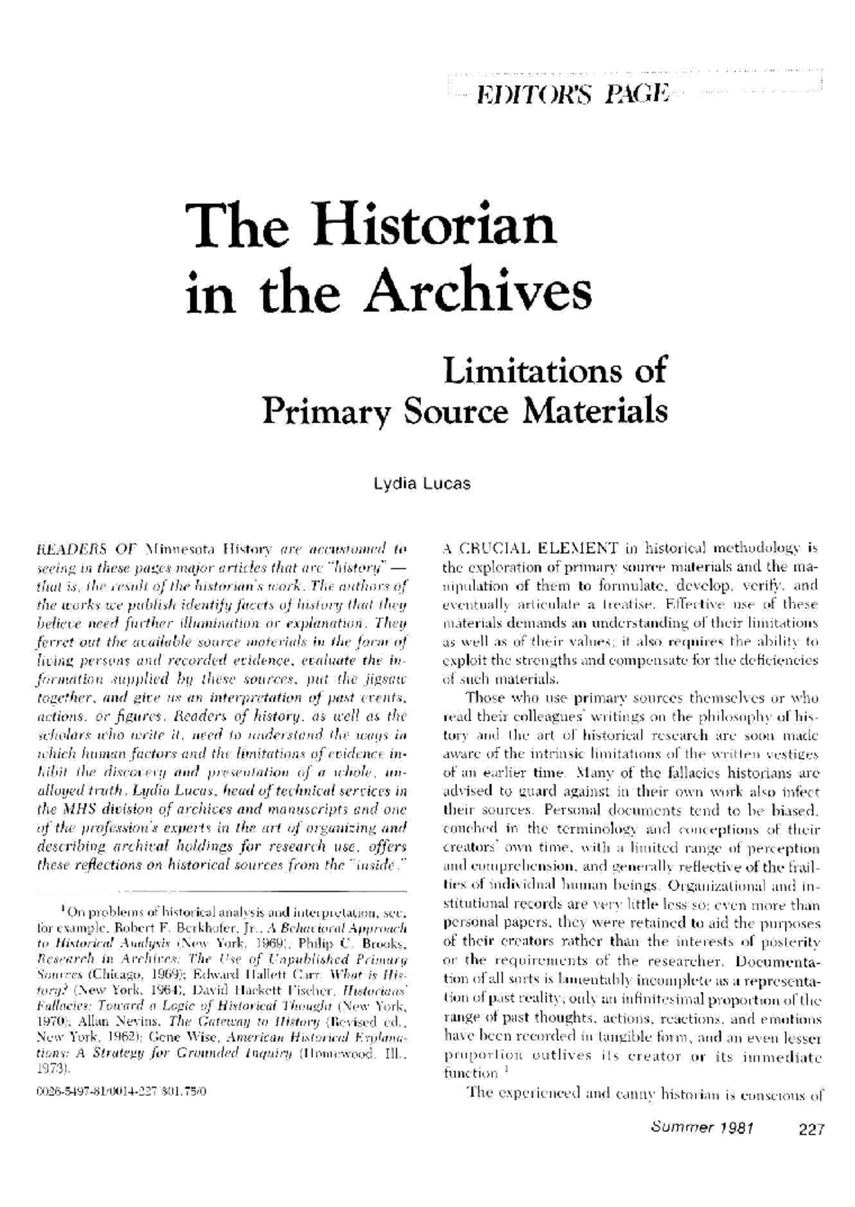 Limitations of Primary Source Materials in Historical Research - Studocu