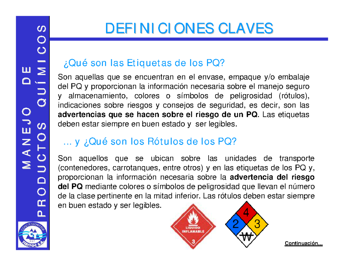 Manejo de Productos Químicos: Definiciones y Clasificación NTC 1692 ...