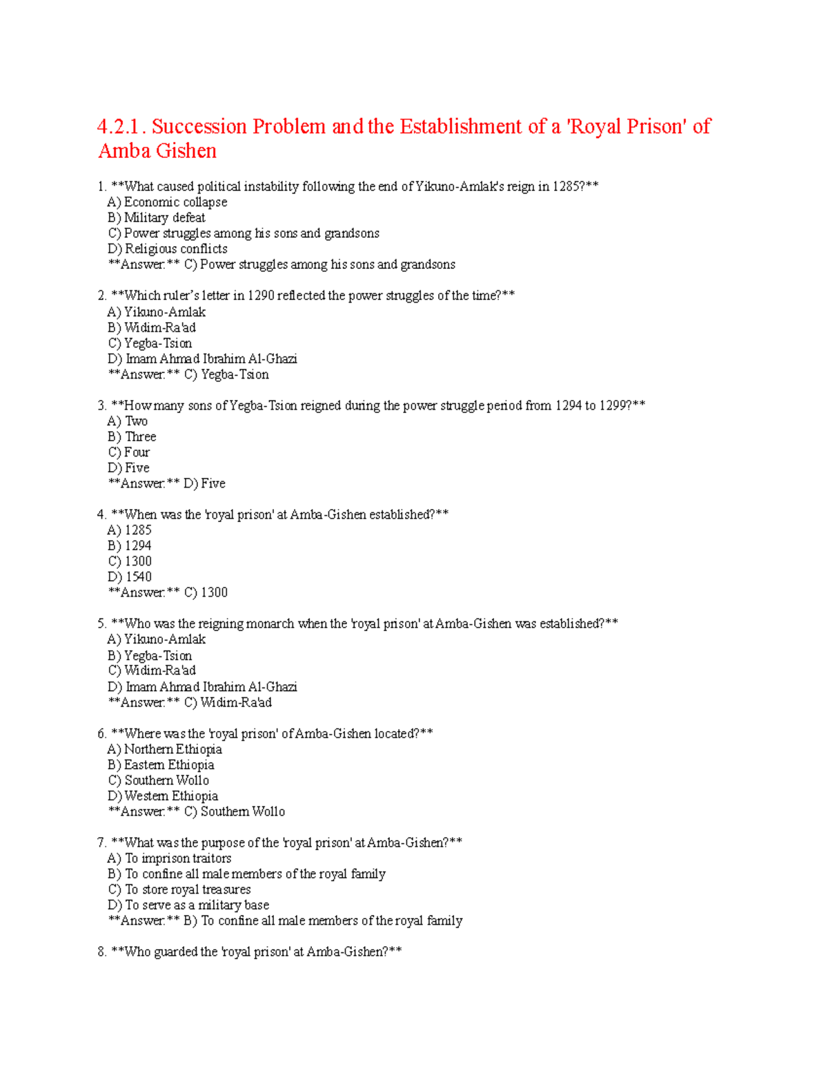 History Chapter 4 Test: Key Concepts and Worked Questions - Studocu