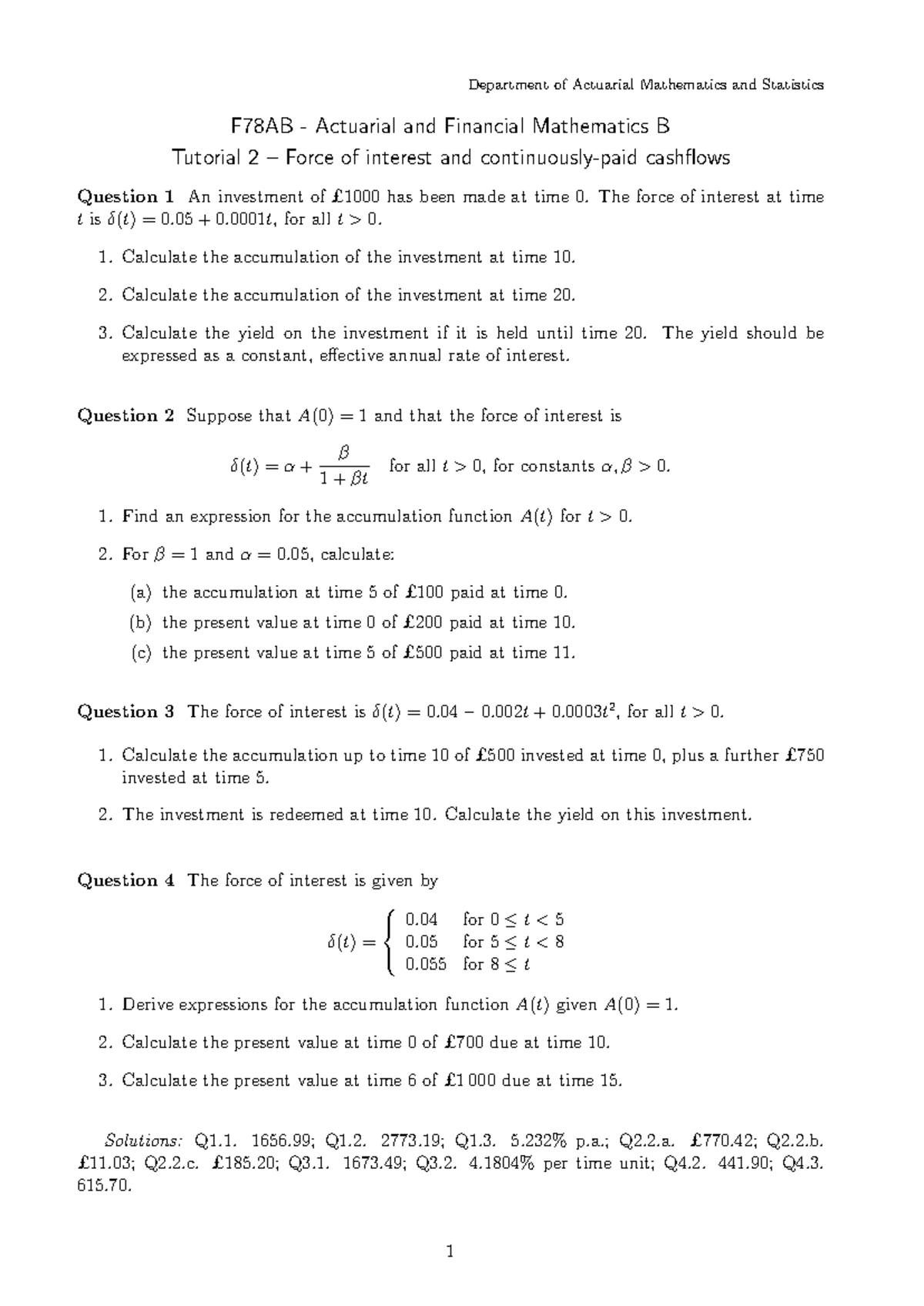 Tutorial 2a 2021 with solutions - Department of Actuarial Mathematics ...