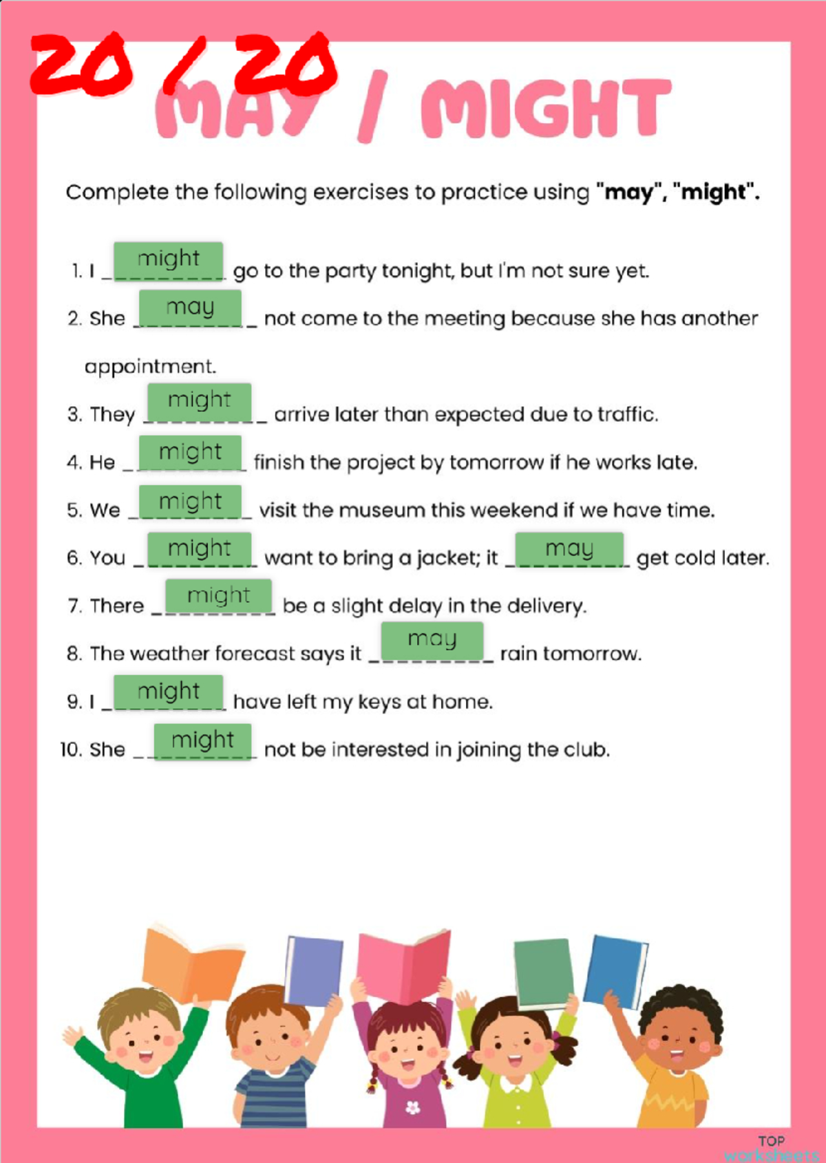 20 MAD I MIGHT: Practicing 'May' and 'Might' Usage Exercises - Studocu