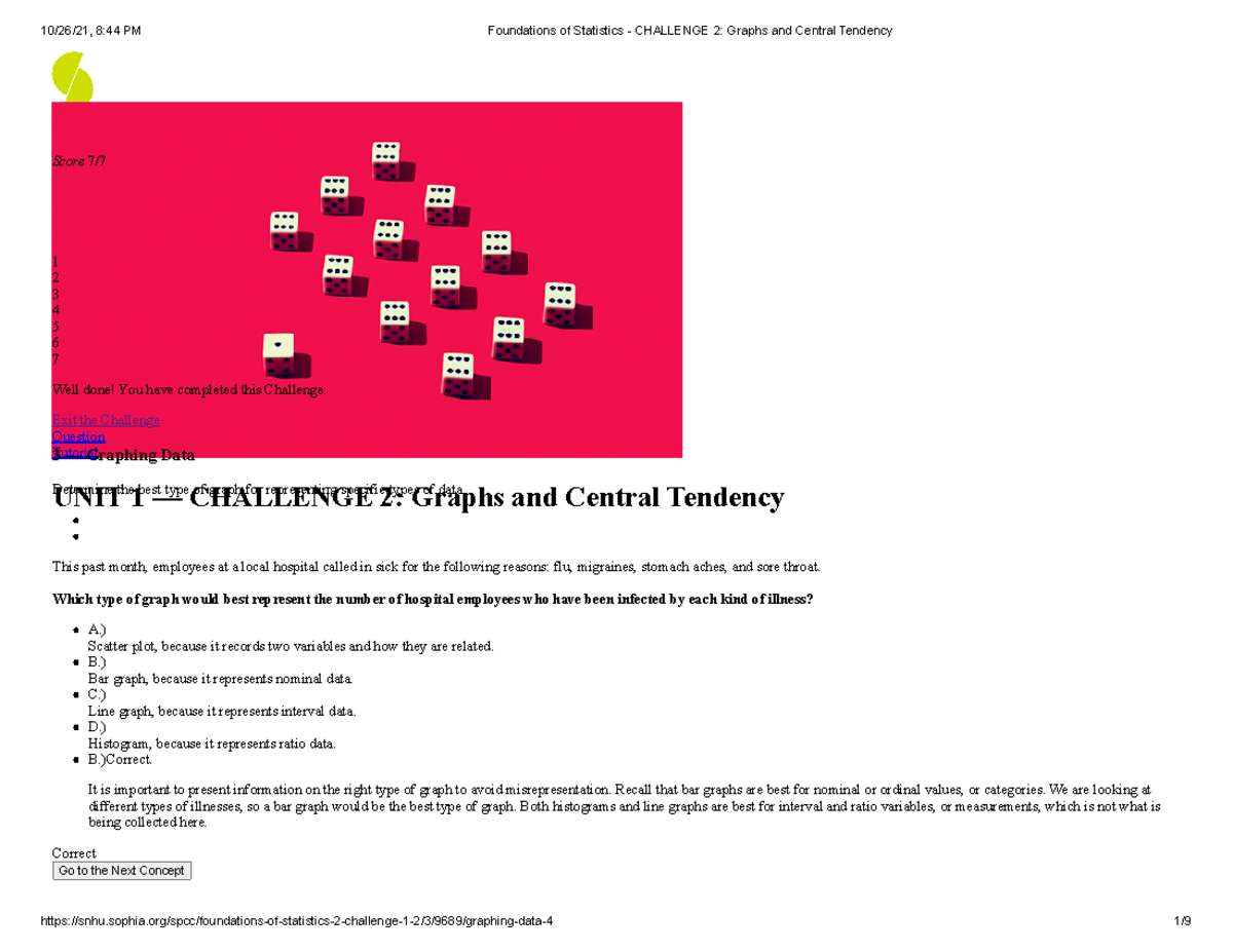 Foundations of Statistics - Challenge 2 Graphs and Central Tendency 5 ...