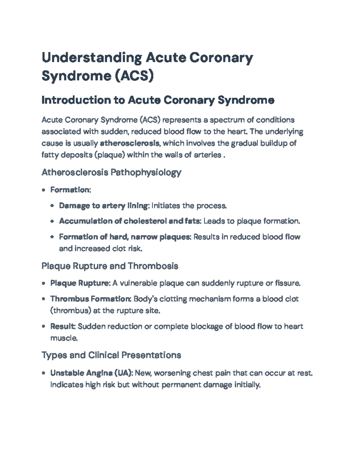 Understanding Acute Coronary Syndrome (ACS): Types & Management ...