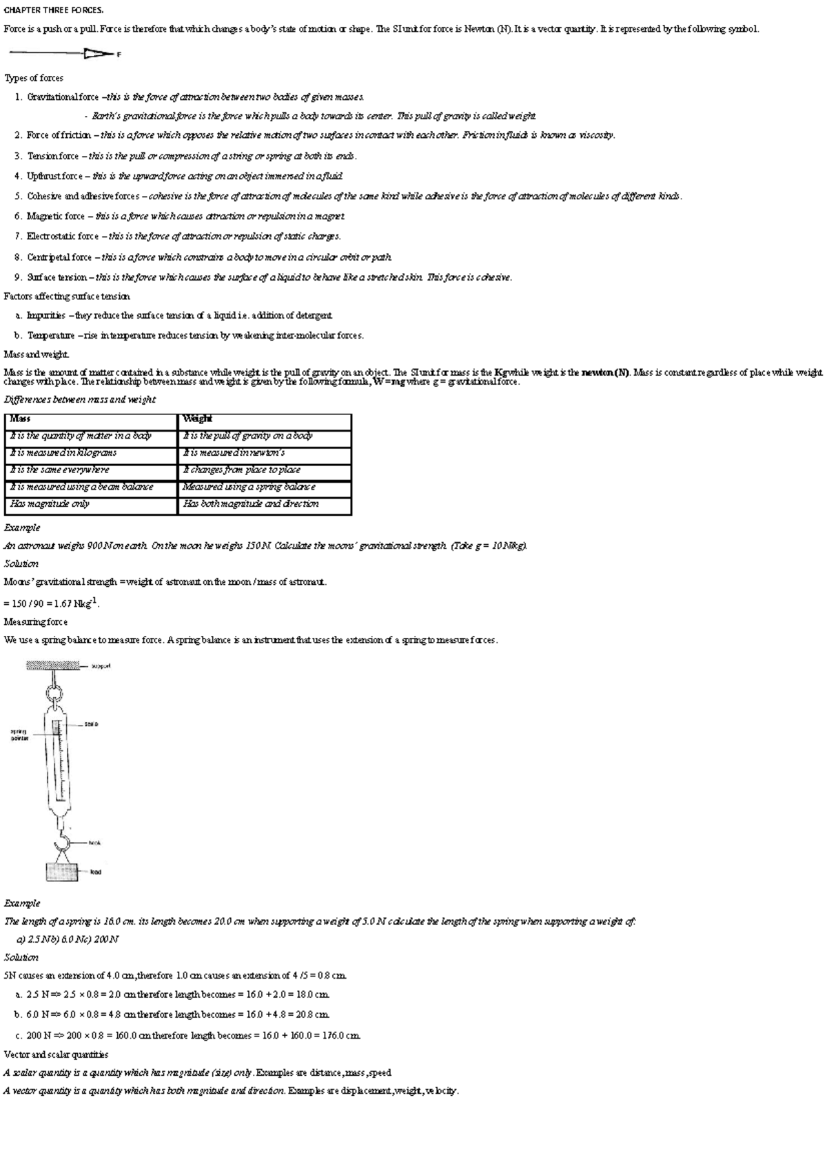 CHAPTER 3: FORCES AND THEIR TYPES IN PHYSICS - Studocu