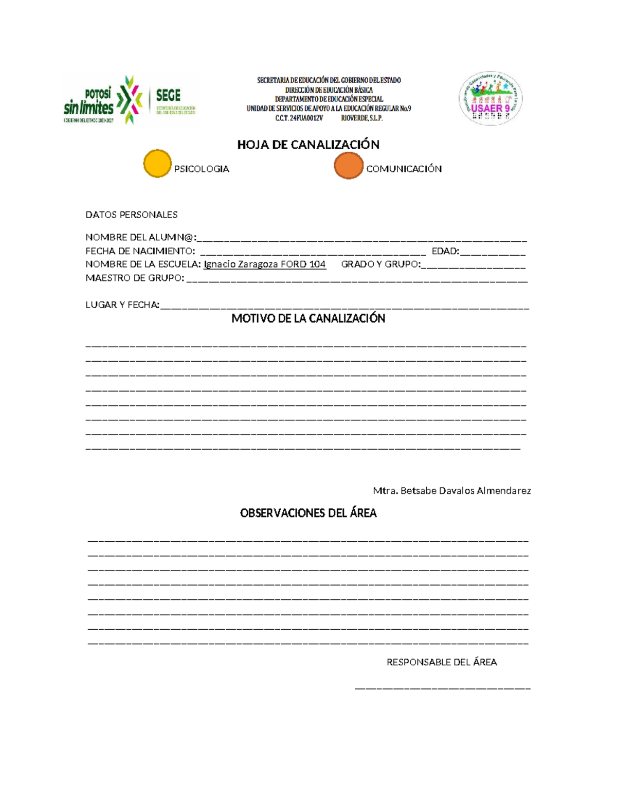 HOJA DE Canalización Diseñada POR MI - HOJA DE CANALIZACIÓN PSICOLOGIA ...