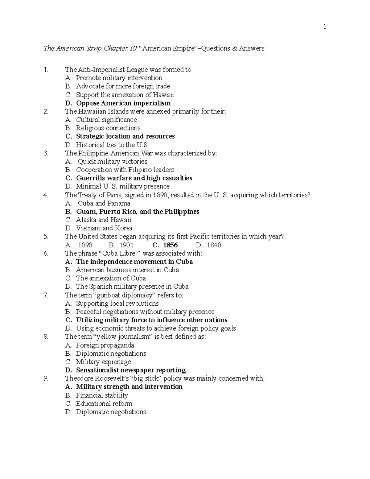 HIST 1302 - Week 4 - Chapter 19: Imperialism Q&A - Studocu