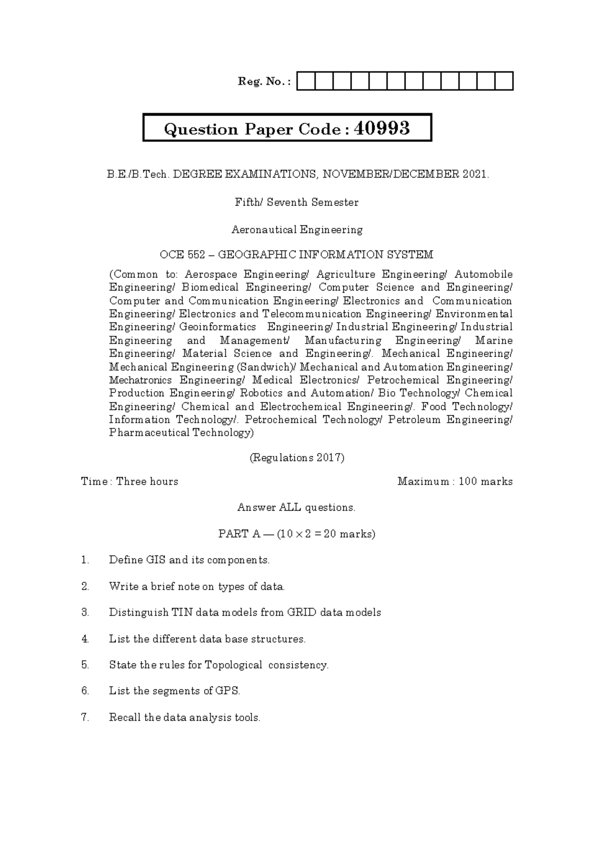 OCE 552 Final Exam Previous Year Question Paper (QP) 40993 - Studocu