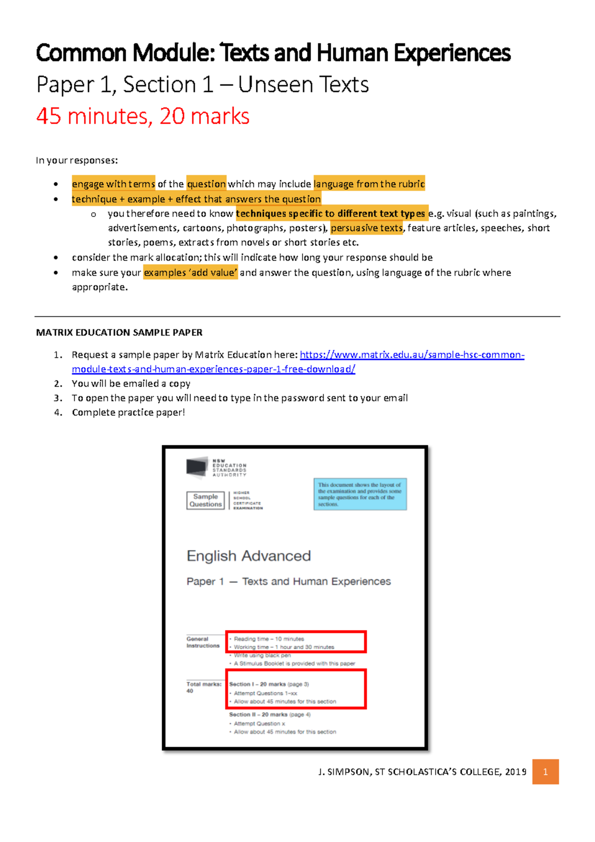 Common Module: Texts & Human Experiences - Unseen Texts Practice Guide ...