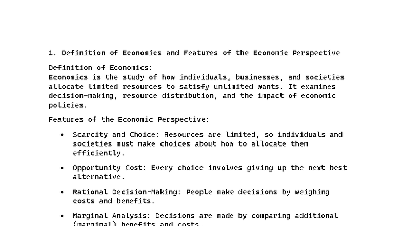 Chapter 1 Notes - EKN224: Economics & Economic Perspective Insights ...