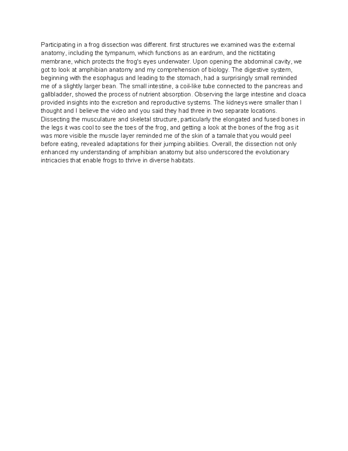 Frog dissection - gizmos - Participating in a frog dissection was ...