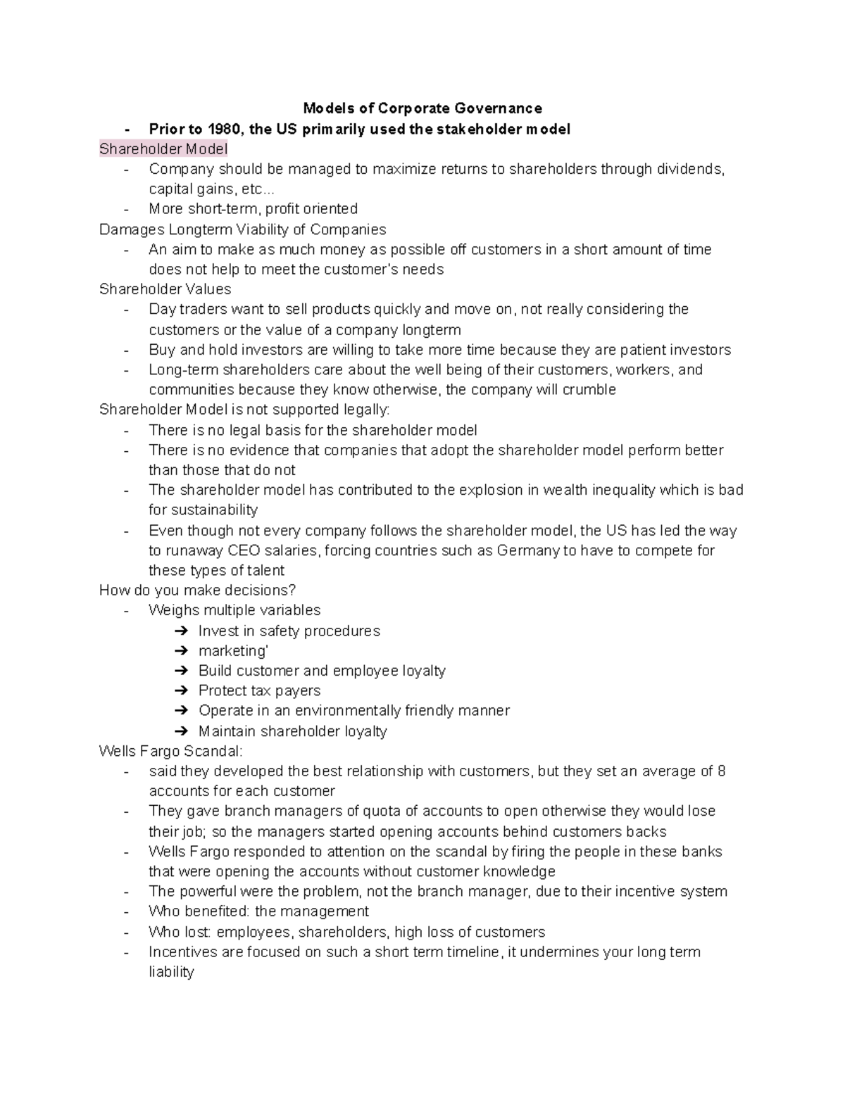 Corporate Governance Models: Stakeholder vs. Shareholder Perspectives ...