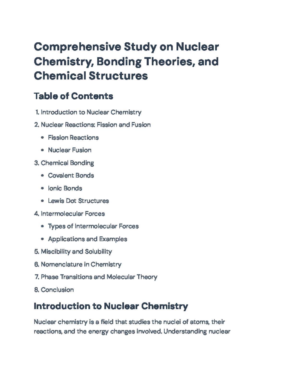 Comprehensive Study on Nuclear Chemistry and Chemical Bonding Concepts ...
