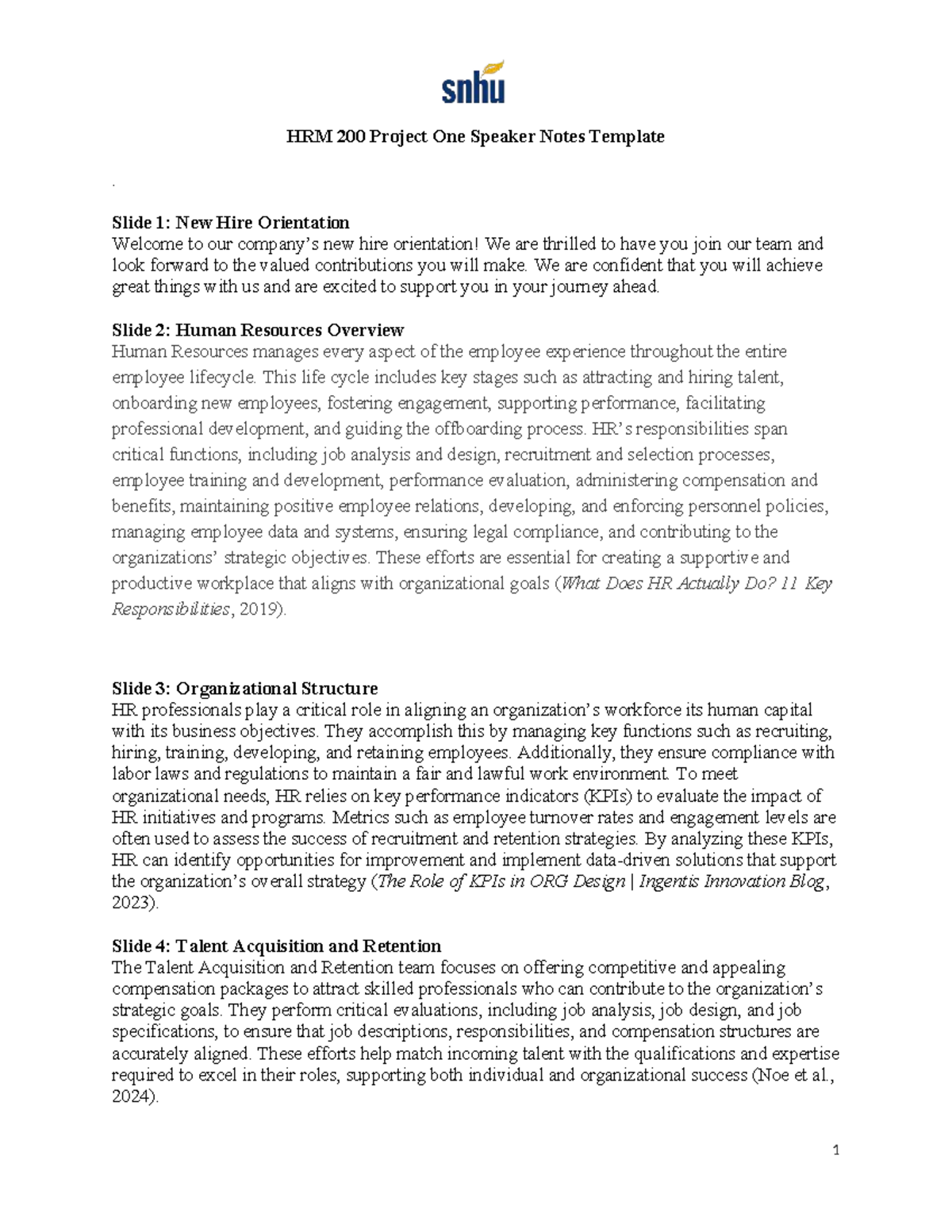 HRM 200 Project One Speaker Notes Module 5 - HRM 200 Project One ...