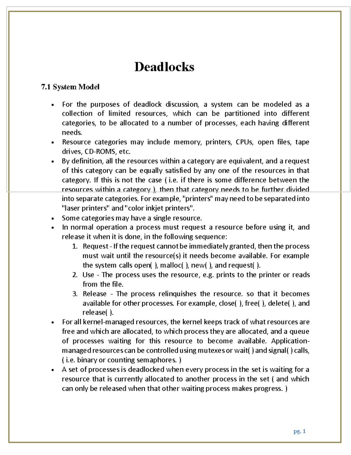 OS UNIT-4: Deadlocks and Resource Management in Systems - Studocu