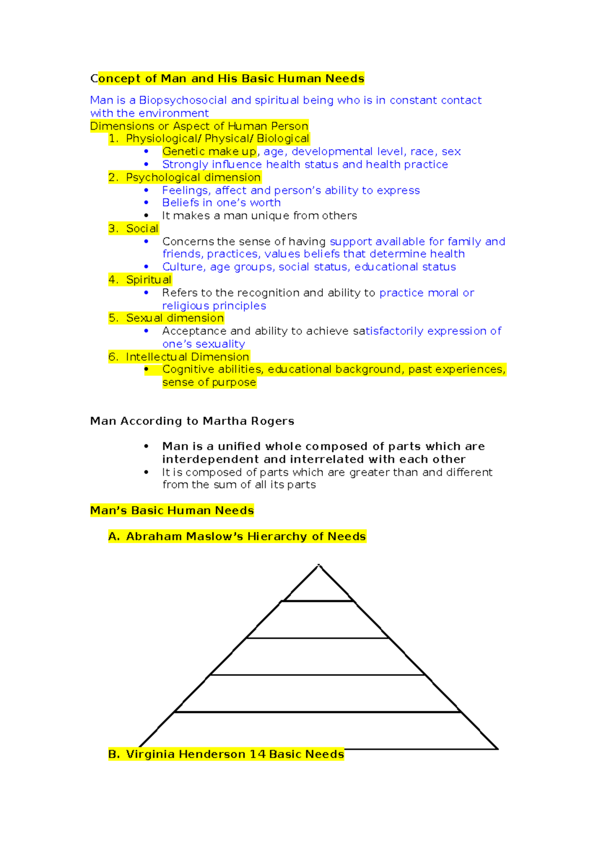Human Needs and Health Concepts: Understanding Man's Dimensions ...