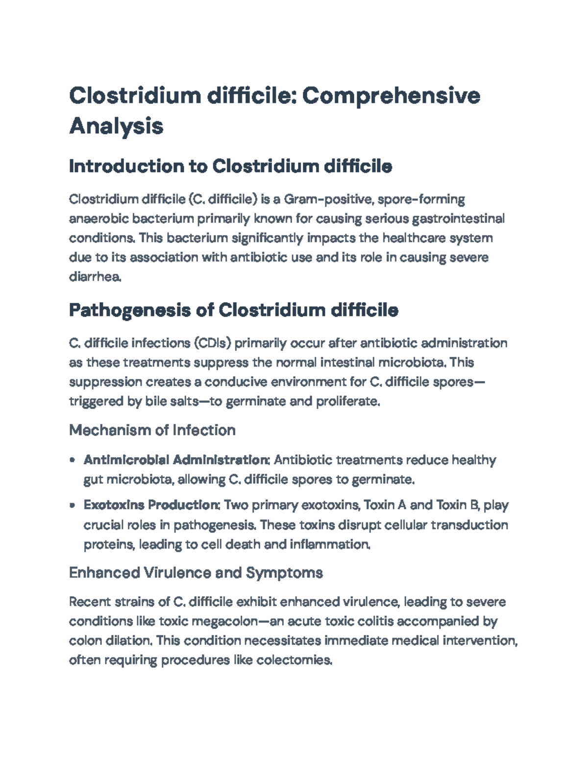 Clostridium difficile: Pathogenesis, Diagnosis, and Treatment ...