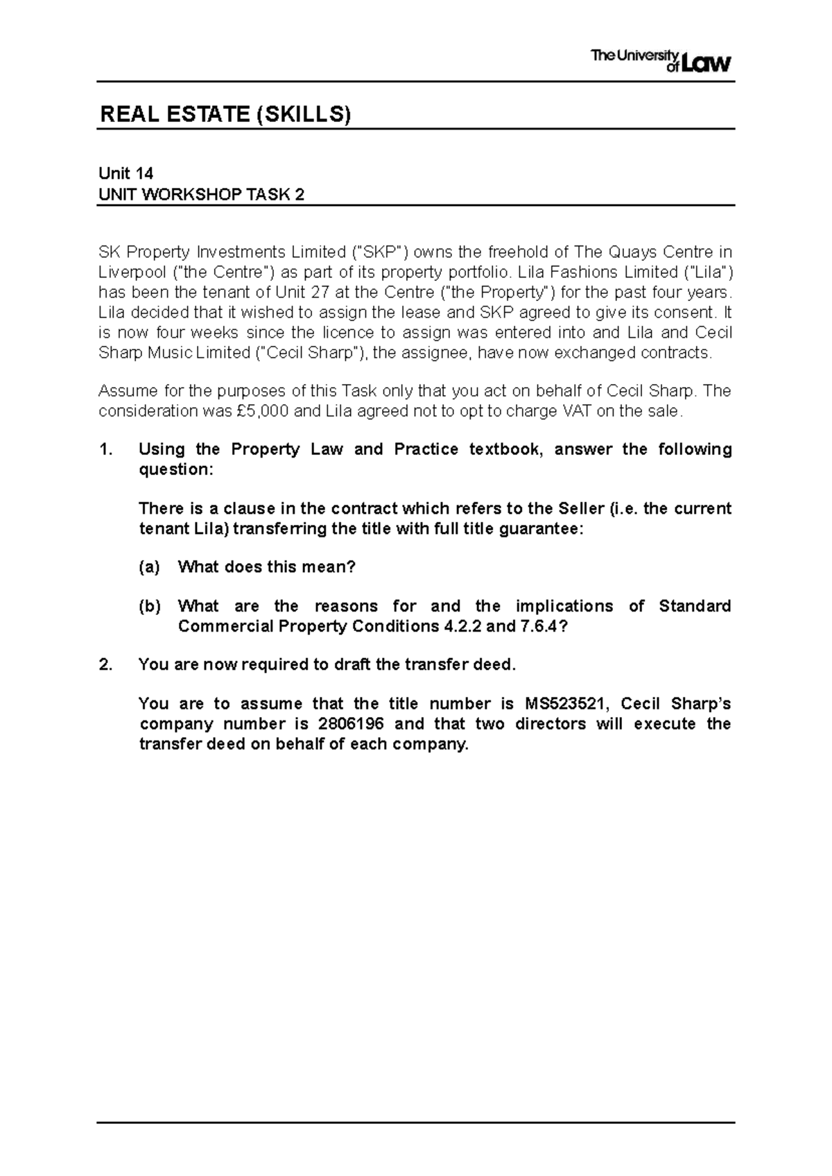 TR1 form edited - BEUFHBIEJNFEMF - REAL ESTATE (SKILLS) Unit 14 UNIT ...