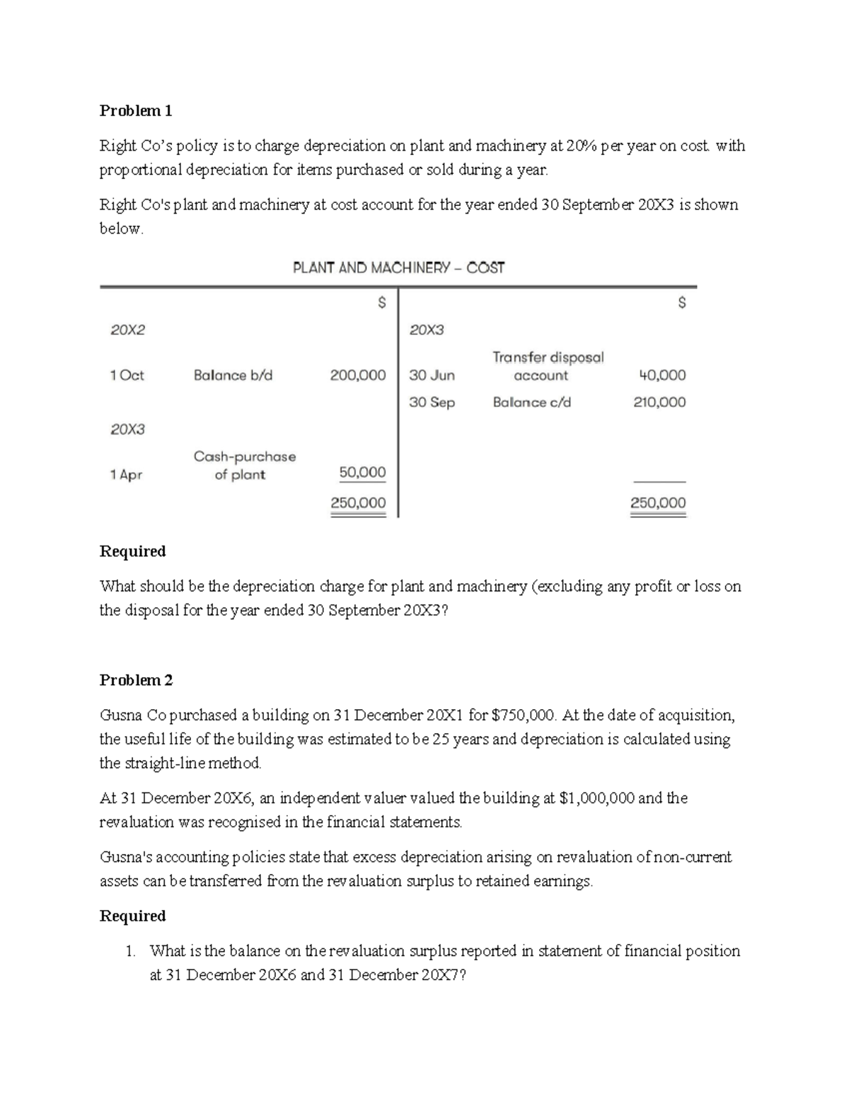 Chapter 5 Homework Problems - Depreciation Calculations & Revaluation ...