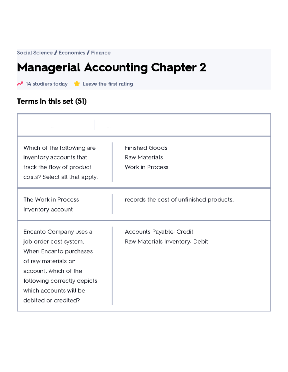 Managerial Accounting Chapter 2 Flashcards Quizlet - Managerial ...
