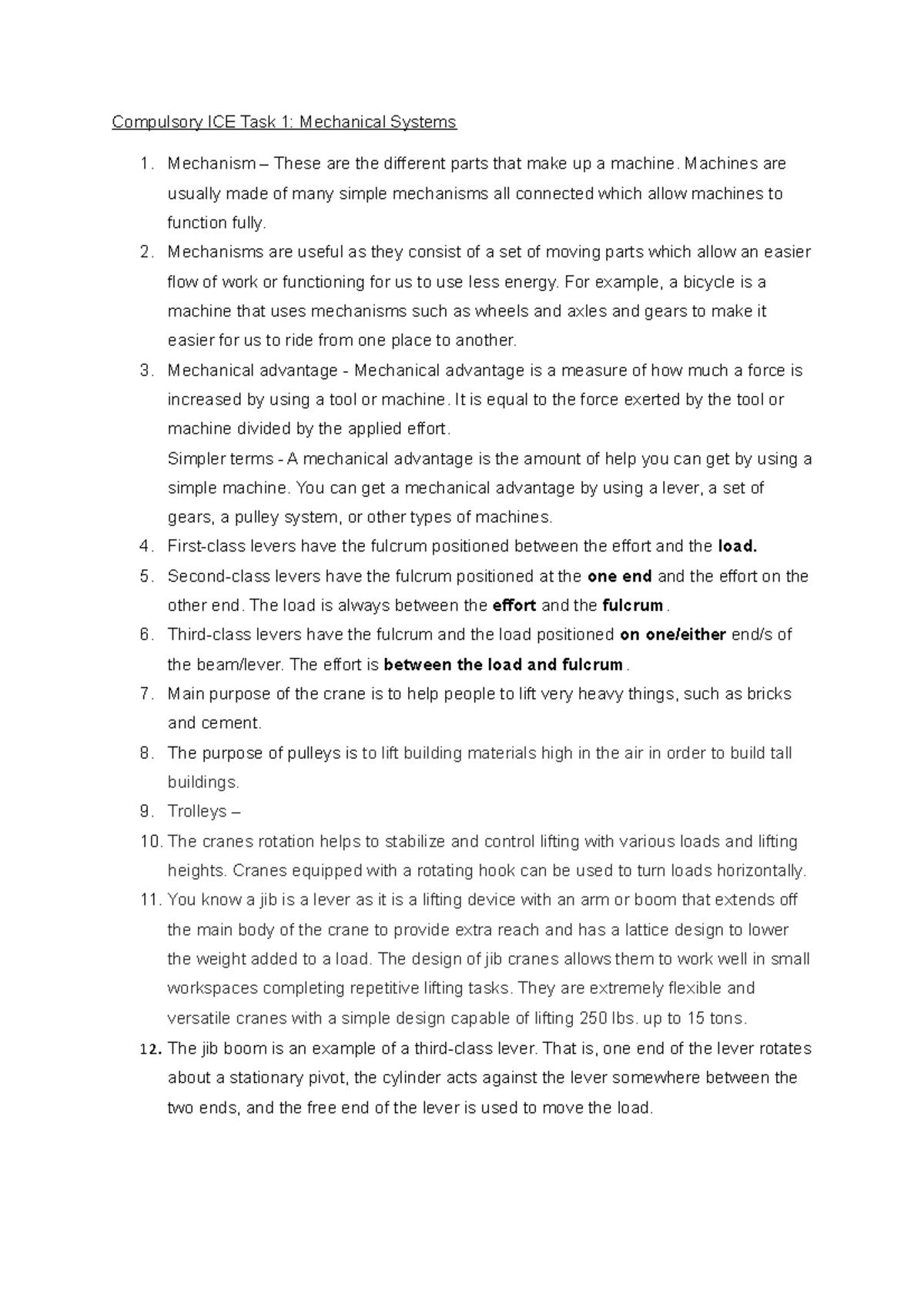 ICE.Task - use to your discretion. - Compulsory ICE Task 1: Mechanical ...