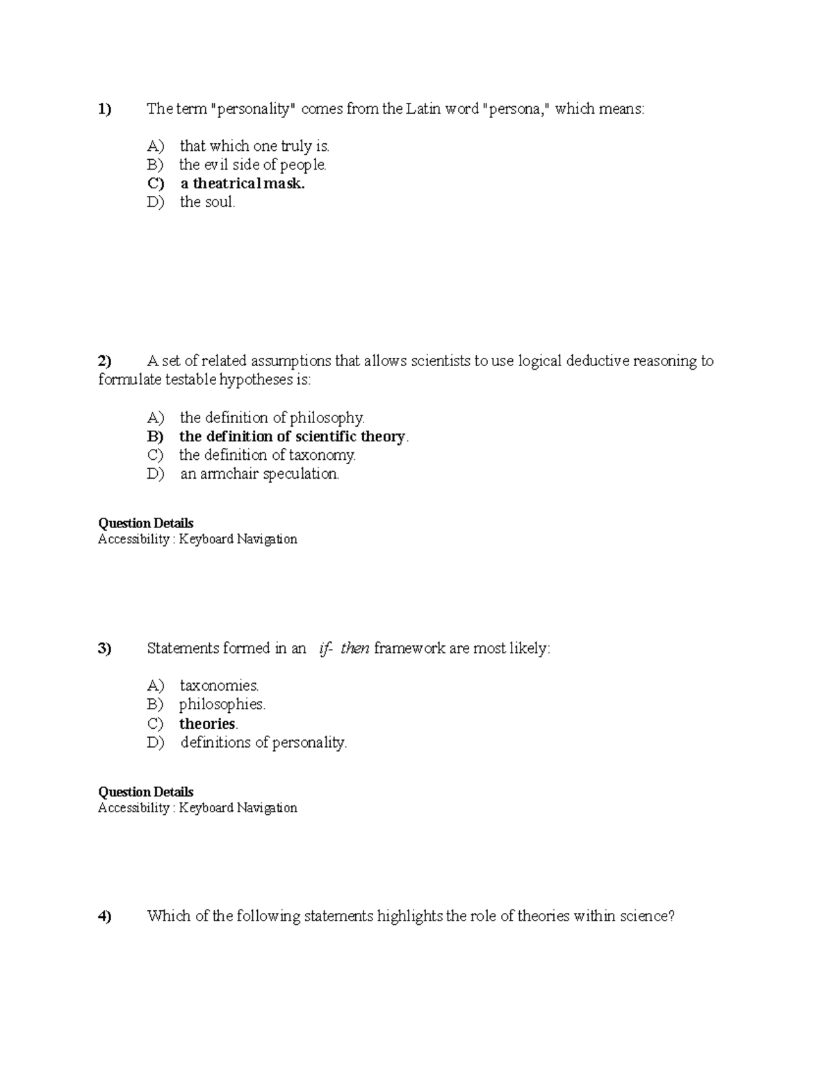 Test Bank 9781260175769: Chapter 01 - Theories of Personality - Studocu