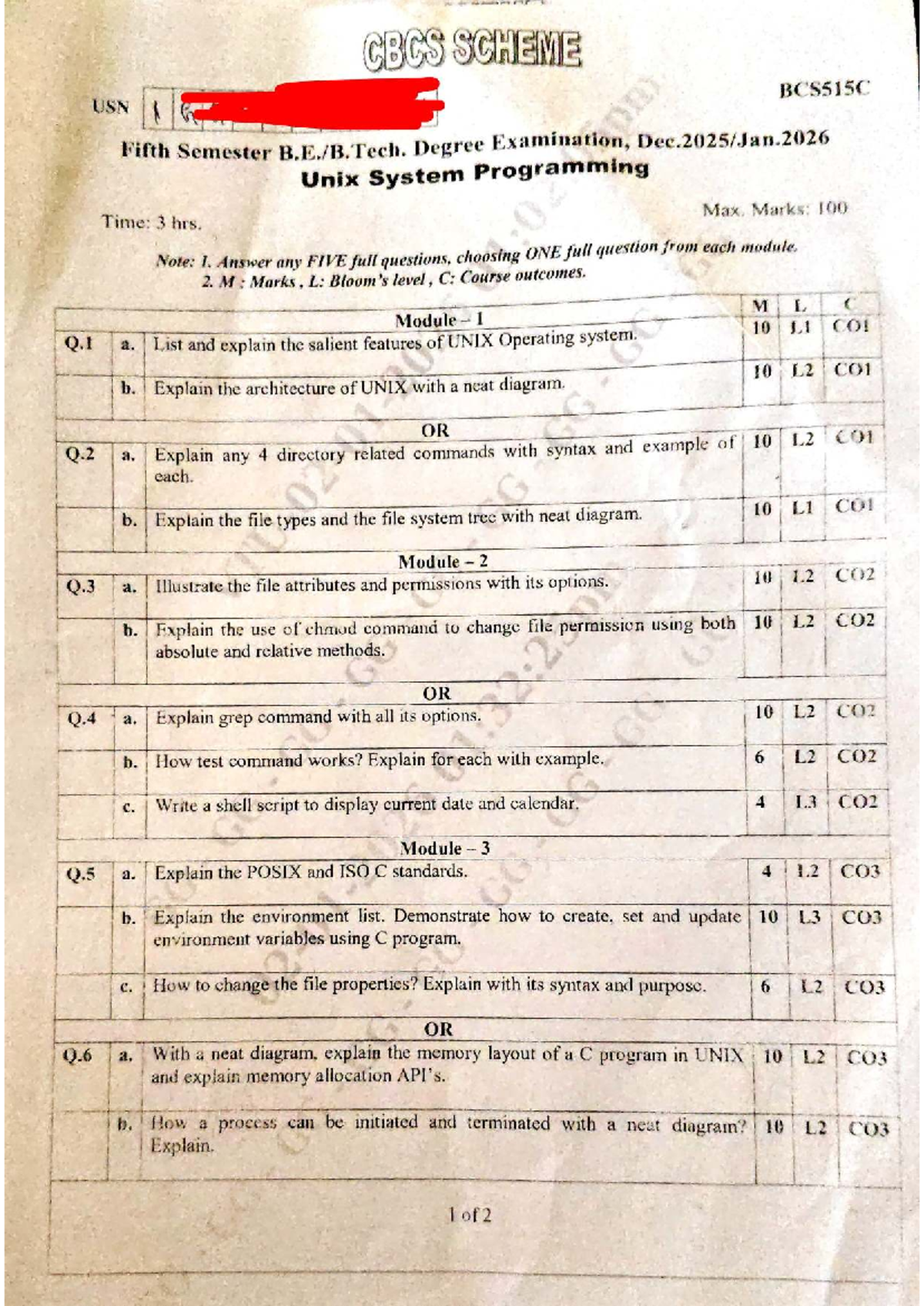 BCS515C - Unix System Programming Exam Questions and Guidelines - Studocu