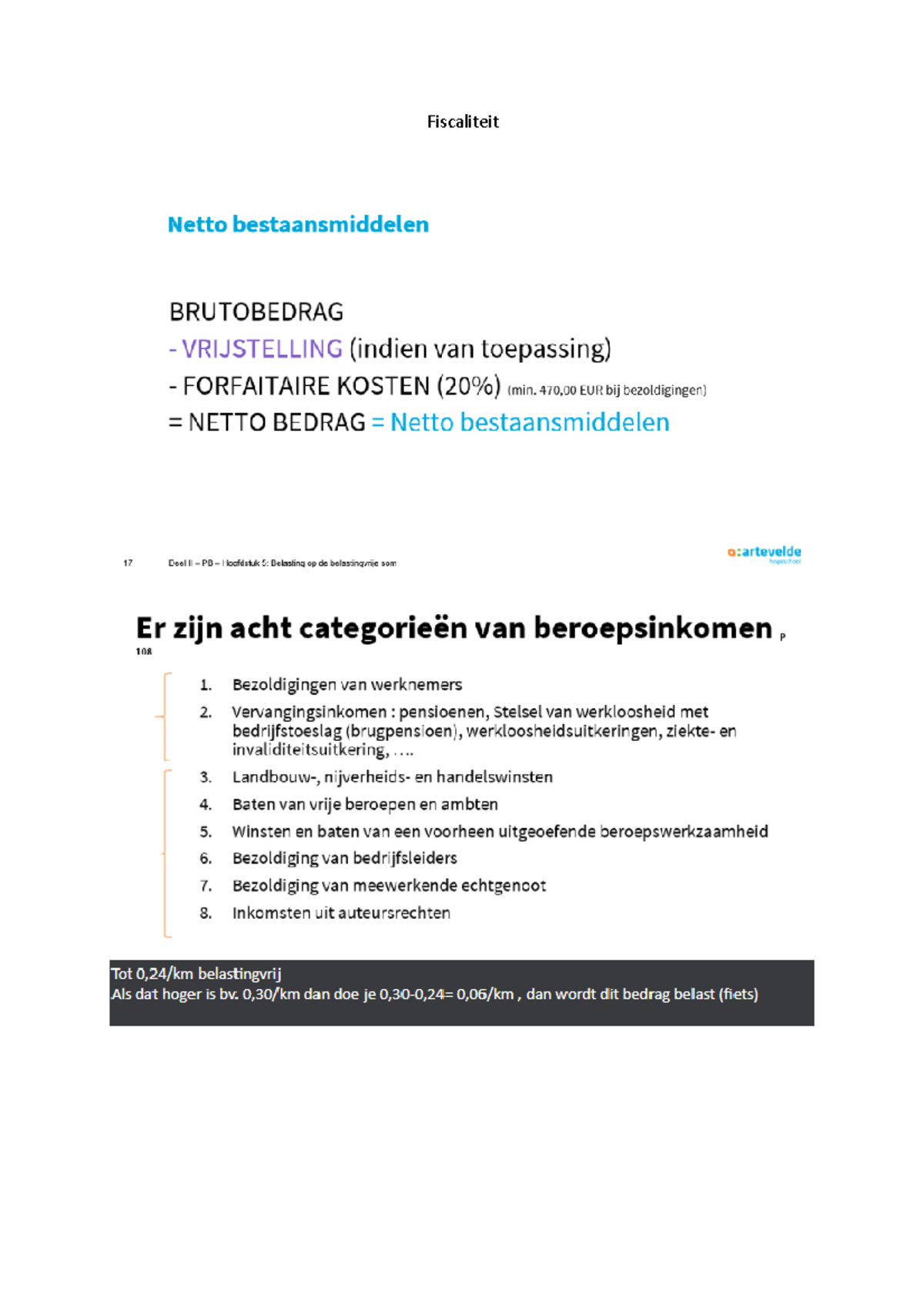 Fiscaliteit - korte samenvatting formule netto bestaansmiddelen en ...