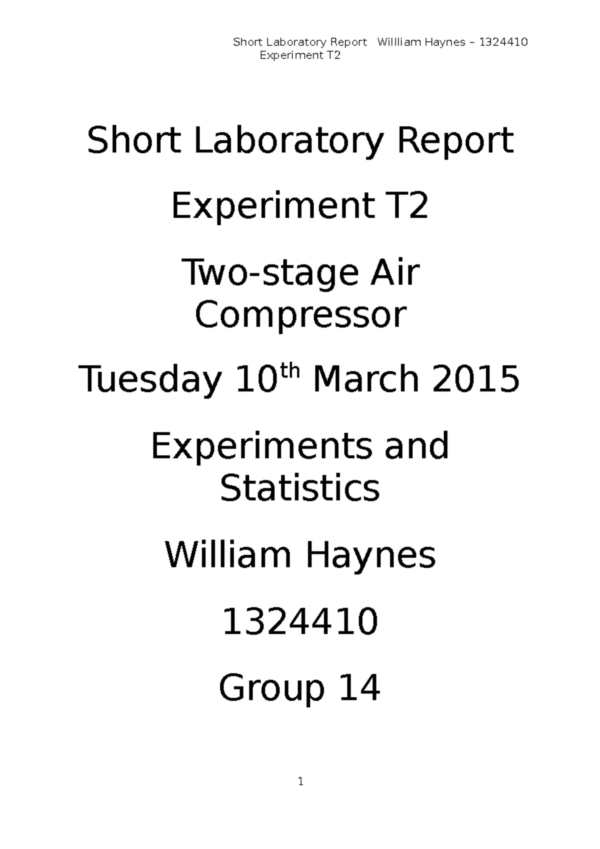 Pdf-two-stage air-compressor-lab-report compress - Experiment T Short ...