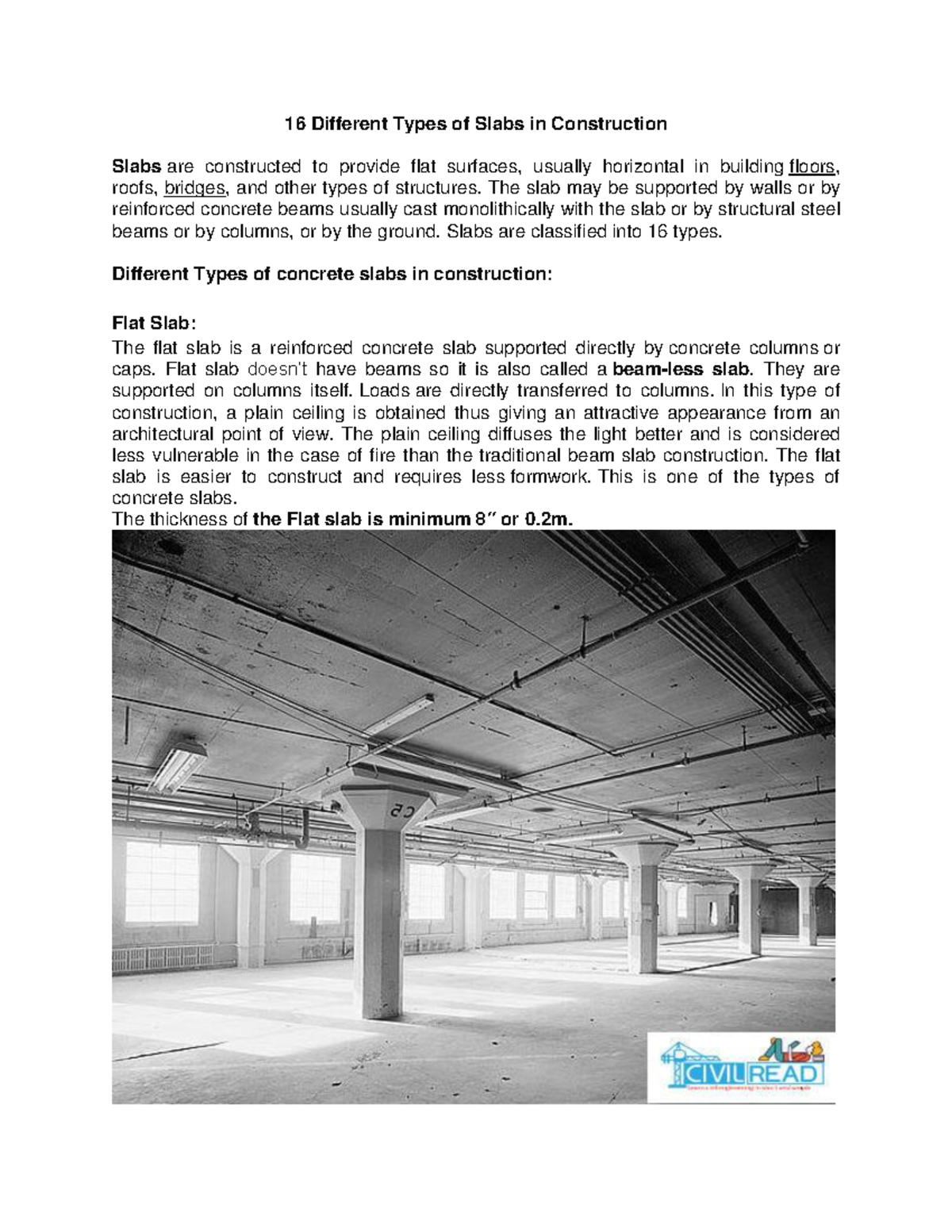 16 Types of Slabs in Construction: Detailed Overview and Uses - Studocu