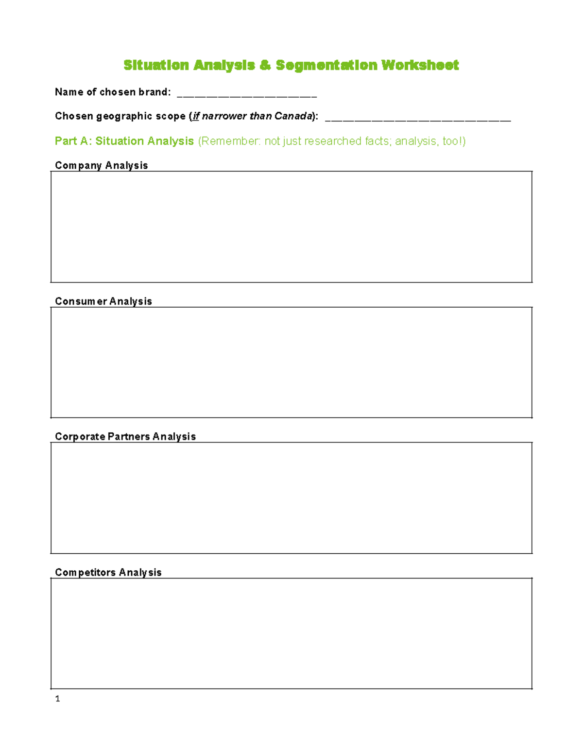 C296 Sec 205 206 - Situation Analysis & Segmentation Worksheet - fill ...