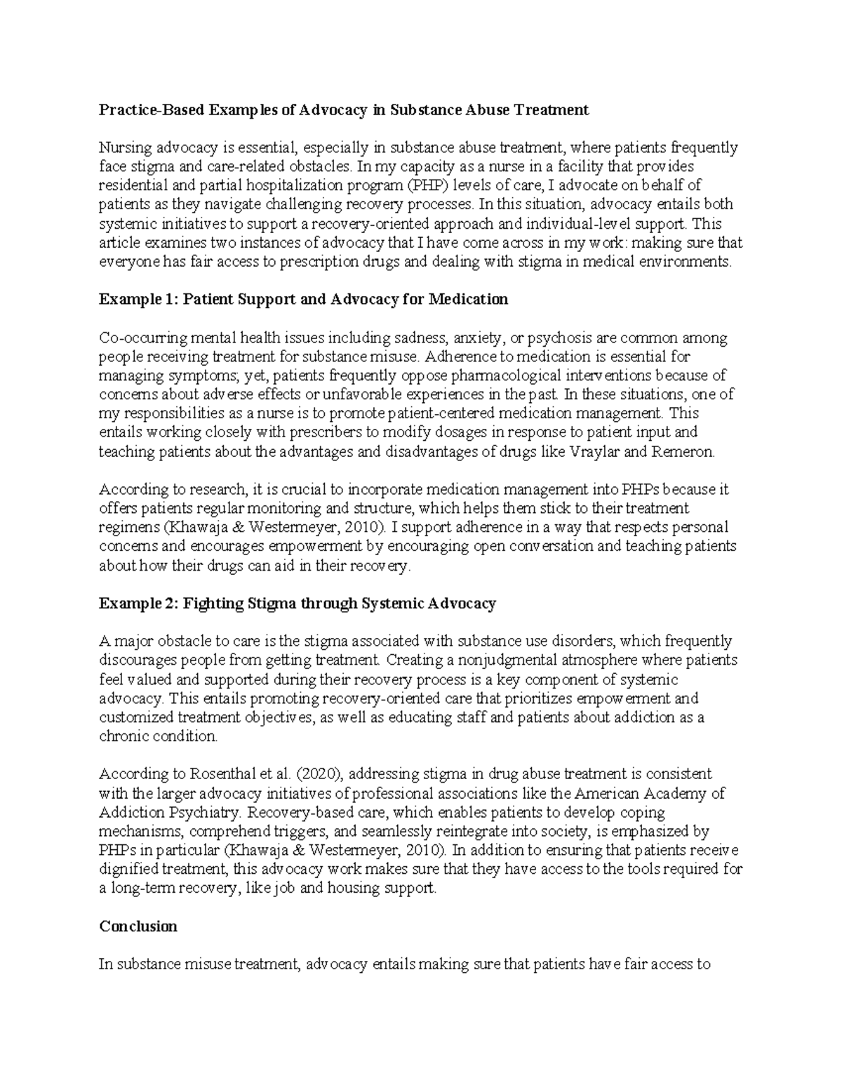 NUR 506 module 2 discussion - Practice-Based Examples of Advocacy in ...