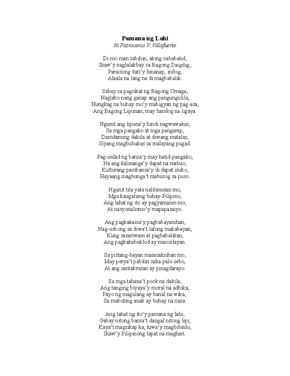 Pamana ng Lahi - notes - Pamana ng Lahi Ni Patrocenio V. Villafuerte Di ...
