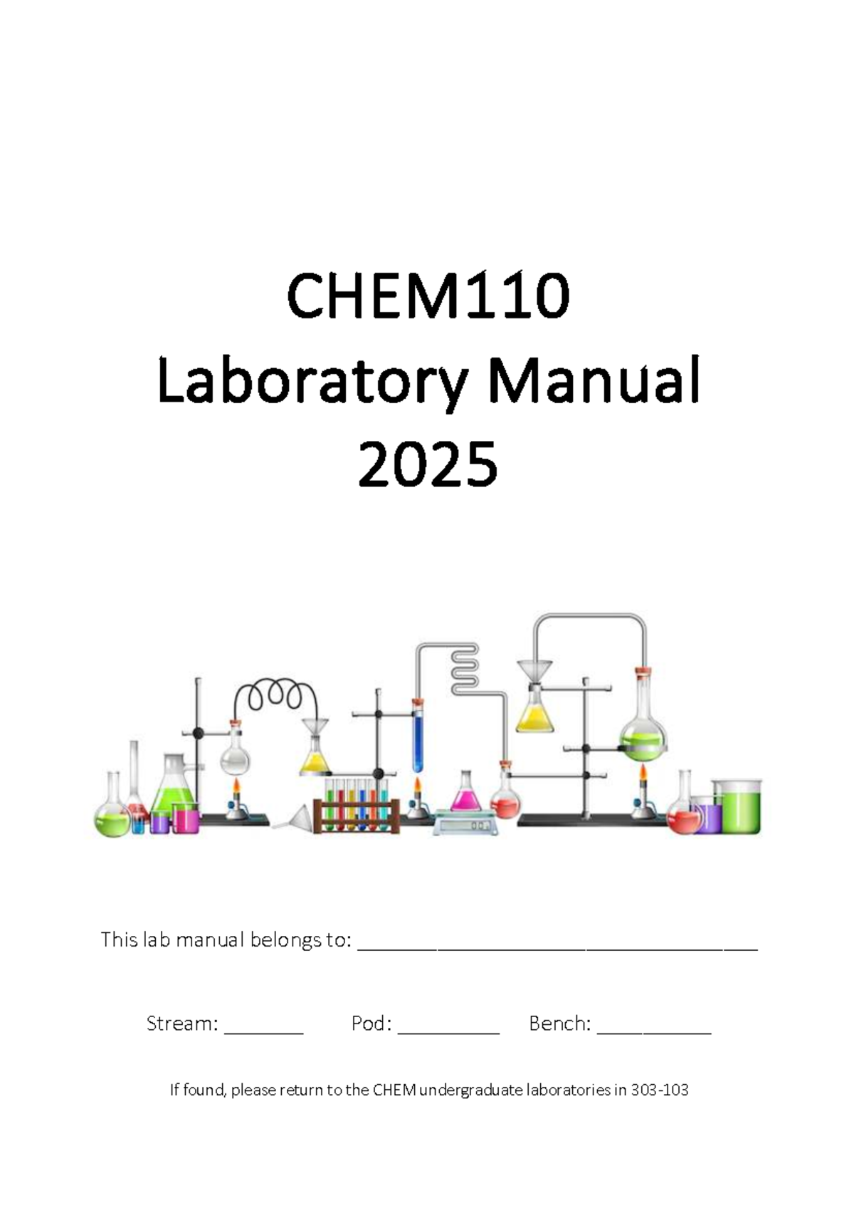 CHEM110 Laboratory Manual: Practical Skills and Experiments 2025 - Studocu