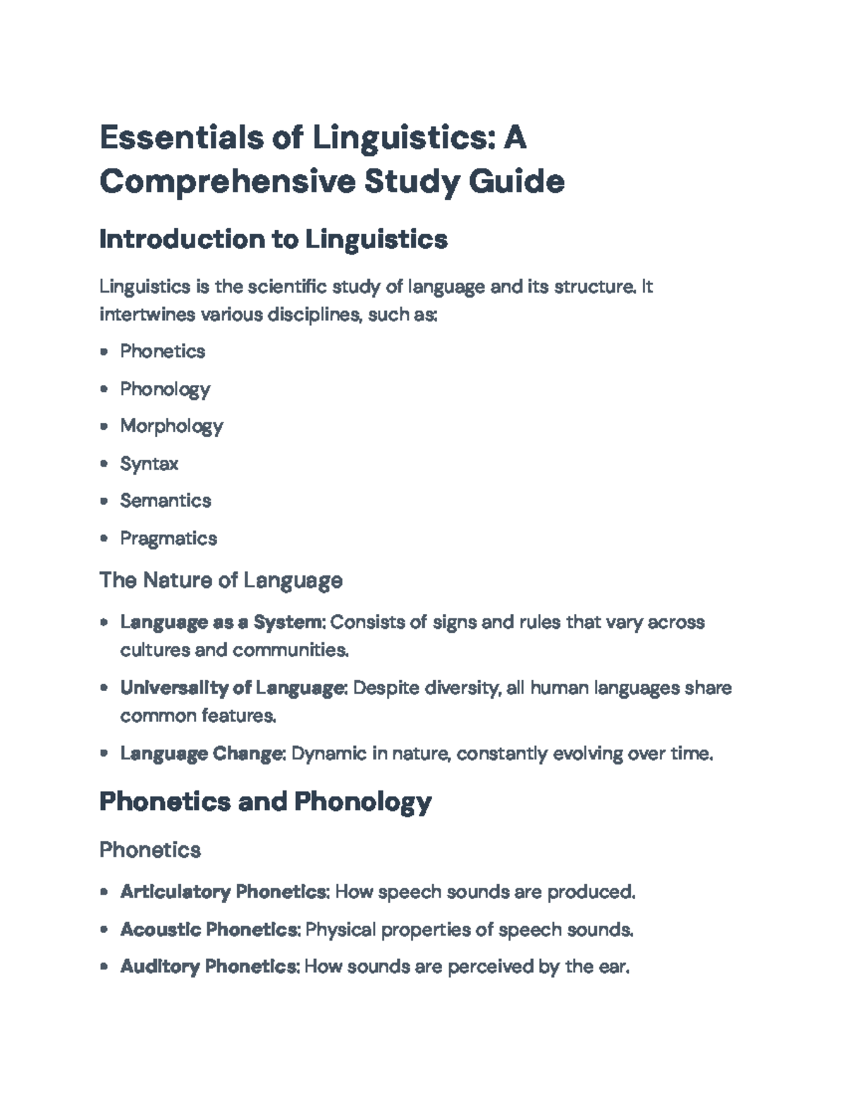Comprehensive Study Guide: Essentials of Linguistics (Linguistics 101 ...