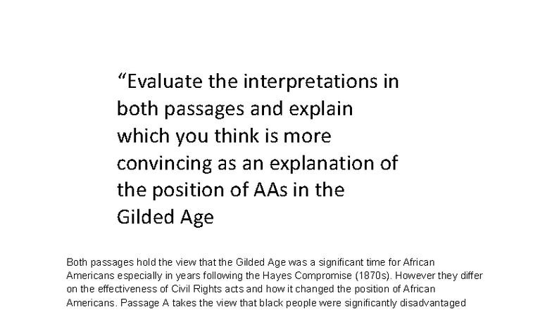 Gilded Age Analysis: AAs' Position in Civil Rights (HIST 201) - Studocu