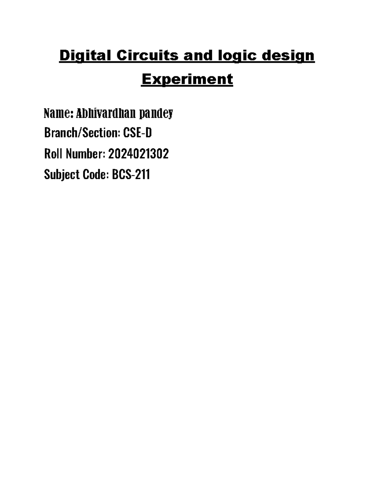 Digital Circuits Lab: Logic Gates & Combinational Circuits (Experiment ...