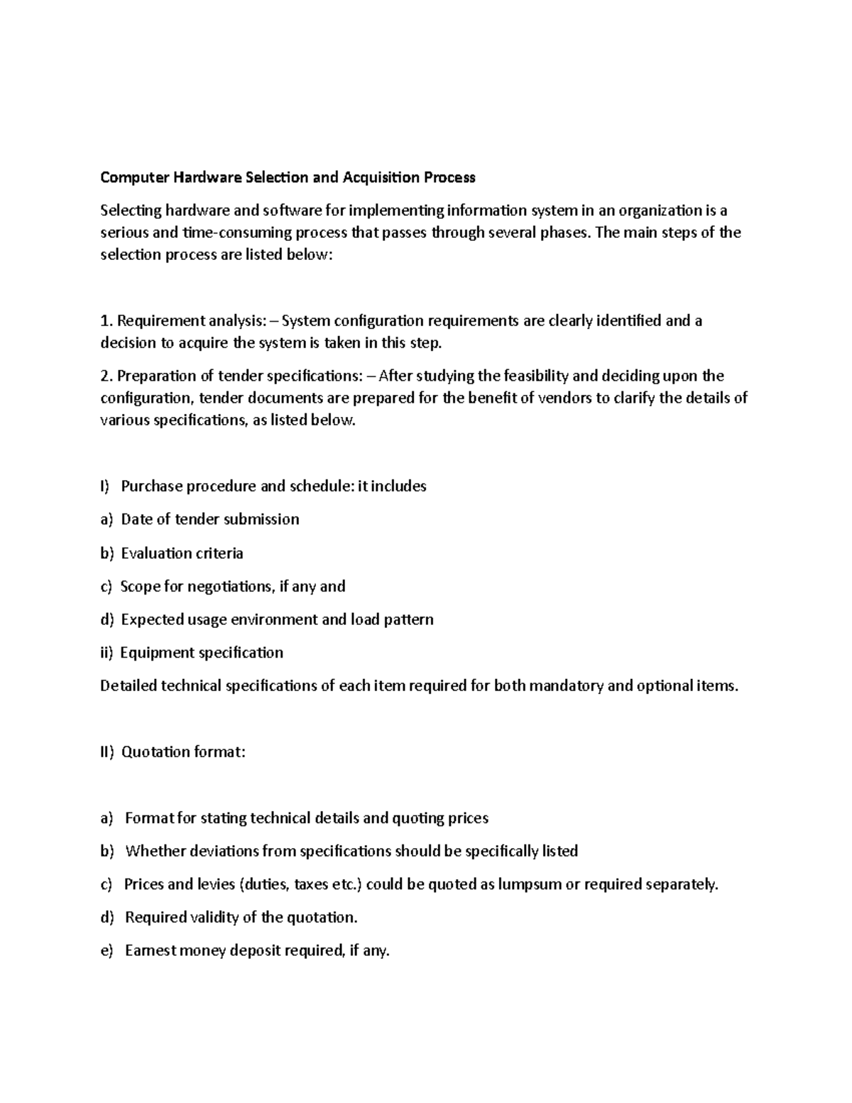 Computer Hardware Selection Process: A Comprehensive Guide - Studocu