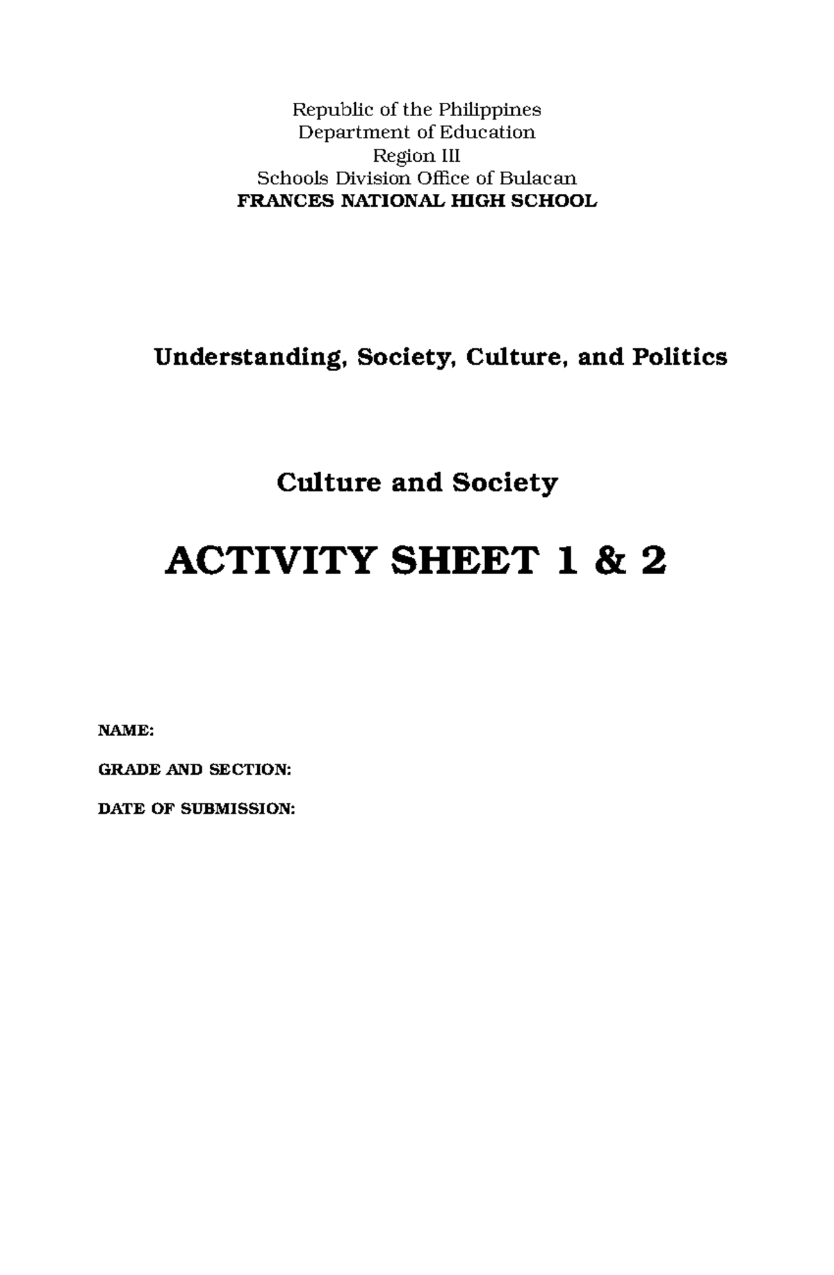 UCSP - Here are some questions for you guys to answer - Republic of the ...