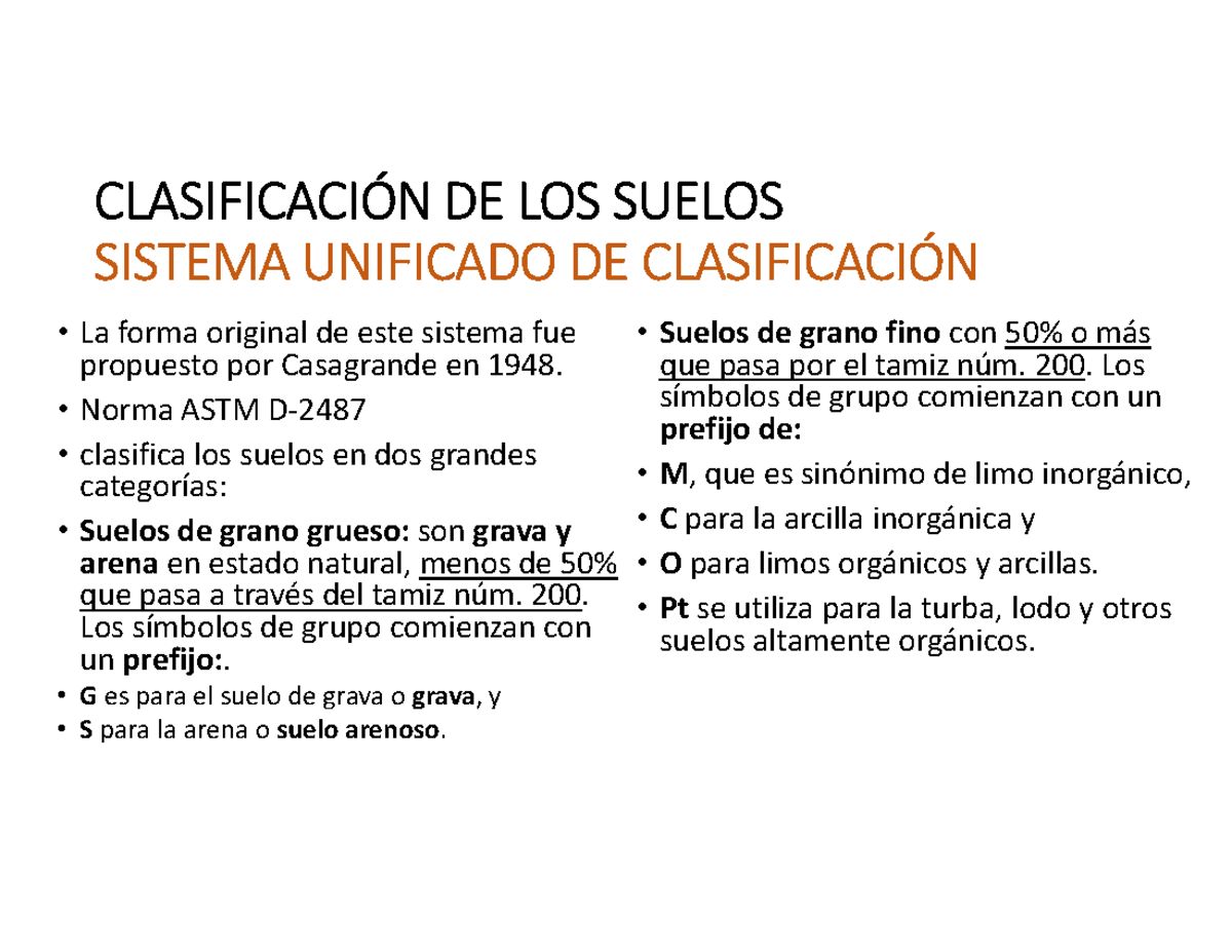 Clasificación de Suelos bajo el Sistema Unificado (SUCS) - Studocu
