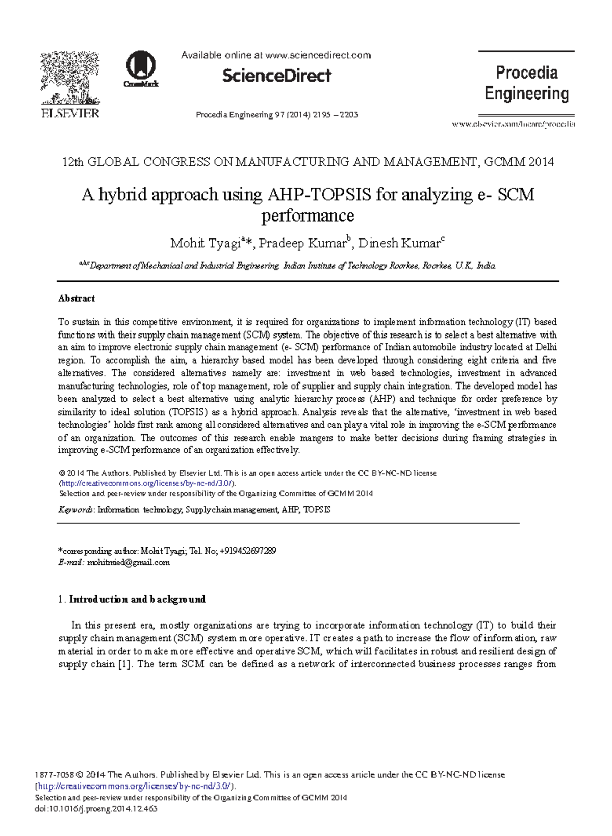 A Hybrid Approach for Analyzing SCM Performance in Indian Auto Industry ...