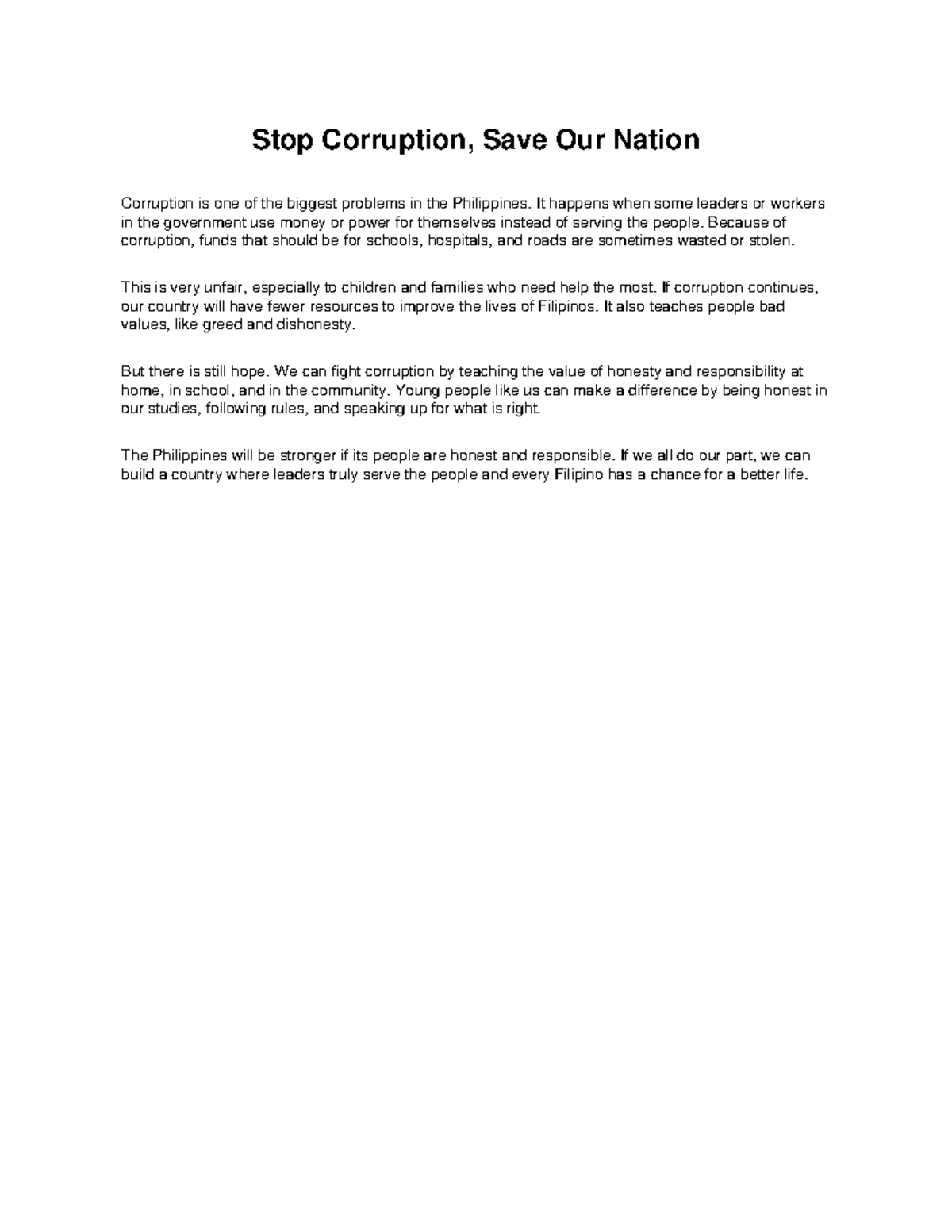Editorial on Corruption in the Philippines: A Call to Action for Grades ...