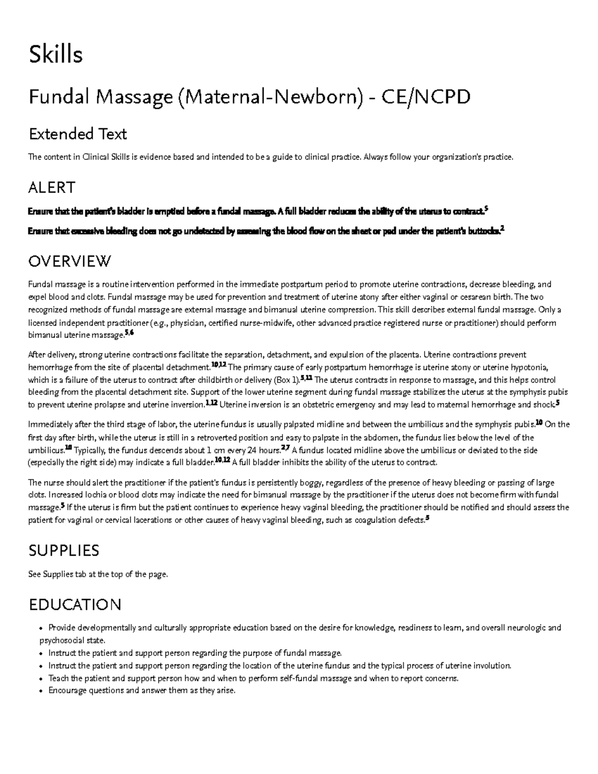 CE/NCPD Fundal Massage Skills Guide: Maternal-Newborn Care Techniques ...
