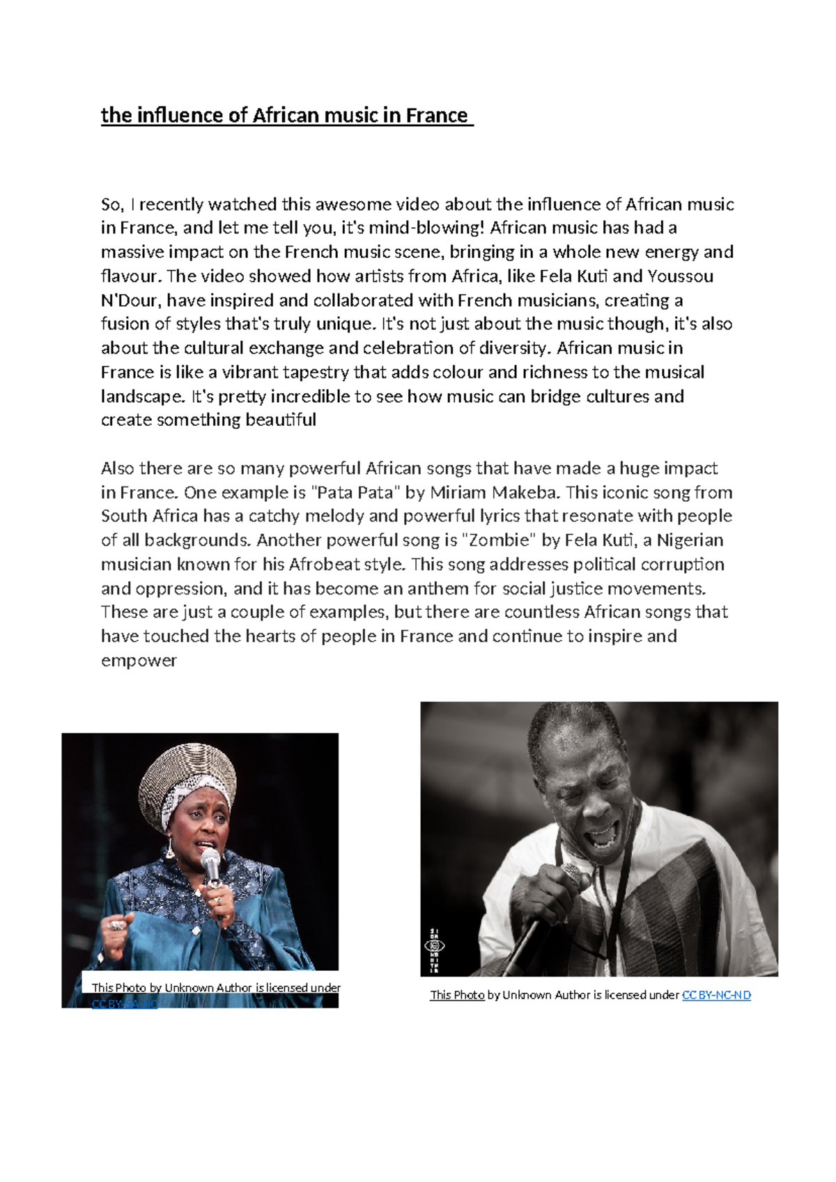 The Impact of African Music on French Culture and Music Scene - Studocu